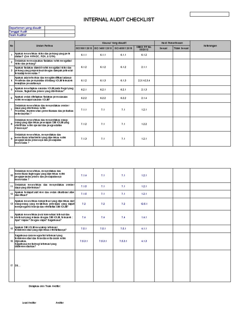 Contoh Internal Audit IMS | PDF