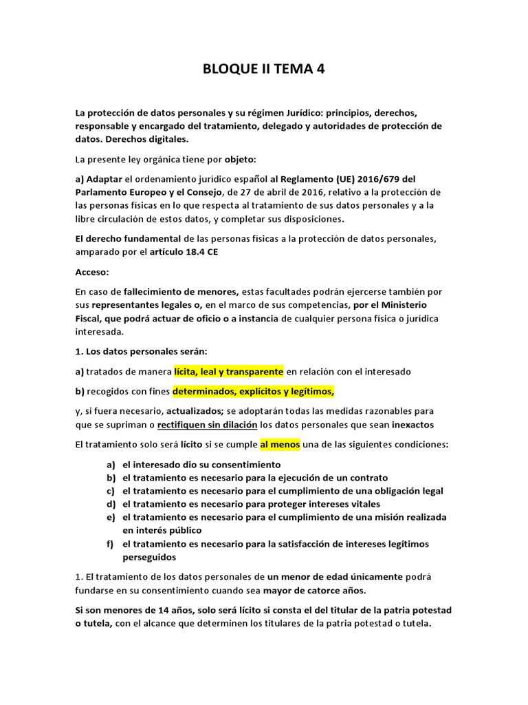 Bloque II Tema 4 LGPD | PDF | Privacidad de la información | Internet