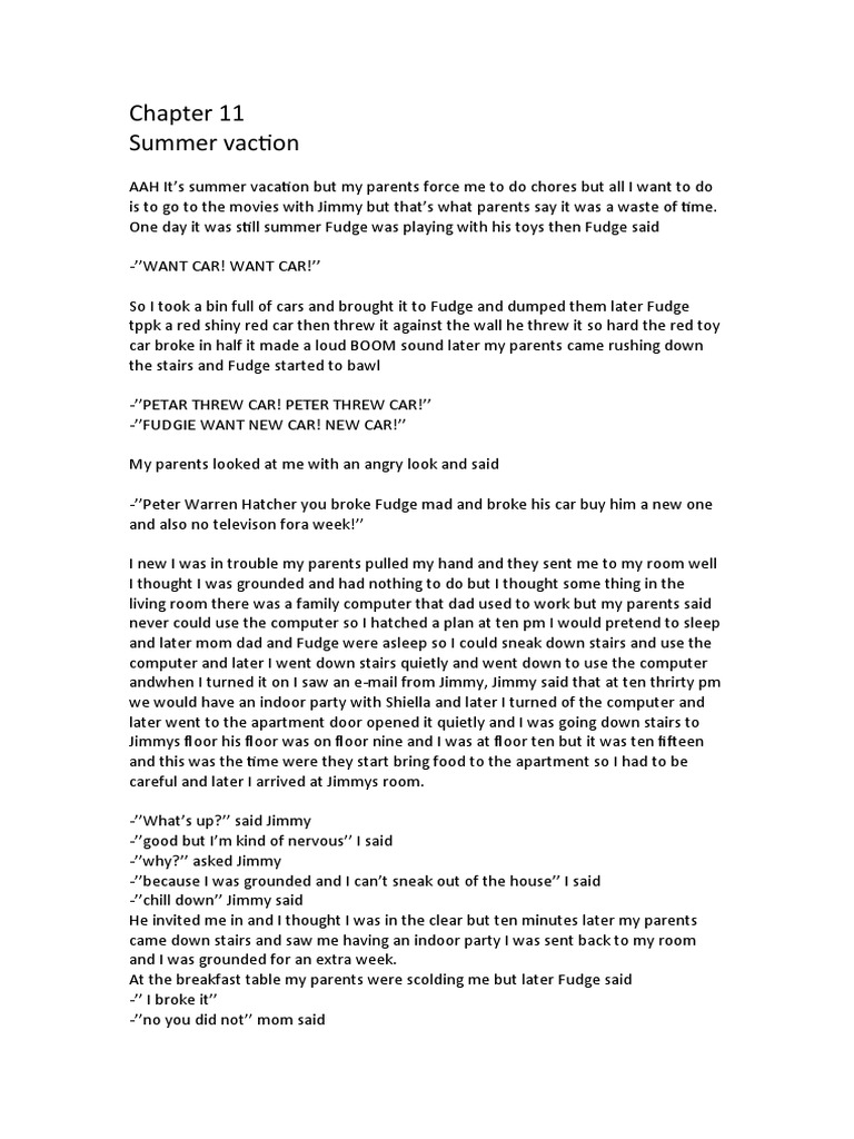 Every Chapter of Tales of A Fifth Grade Nothing | PDF | Cakes