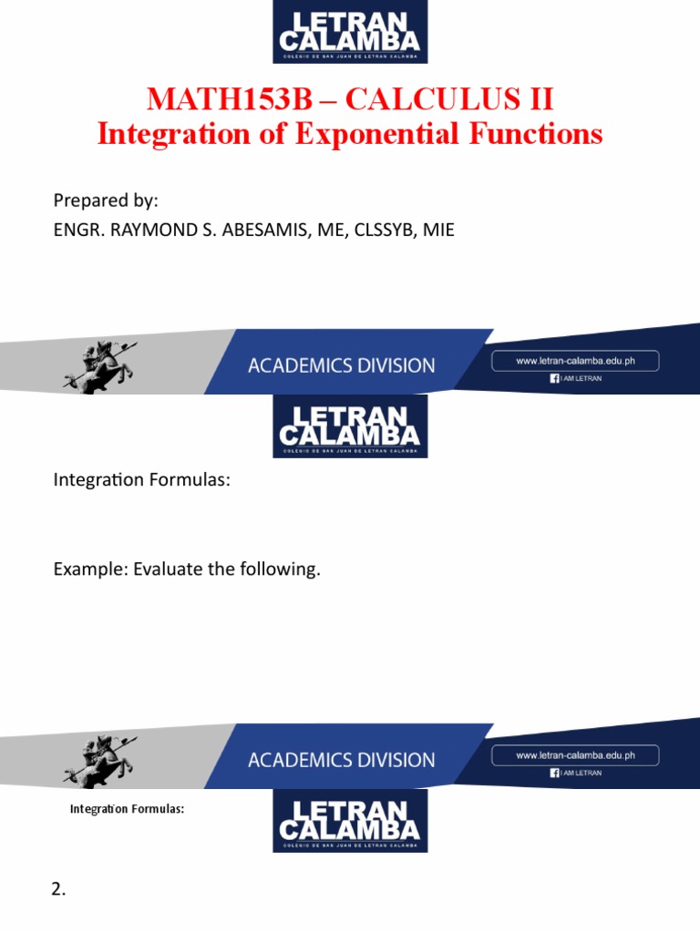 Integration of Exponential Functions - IE With Solution | PDF