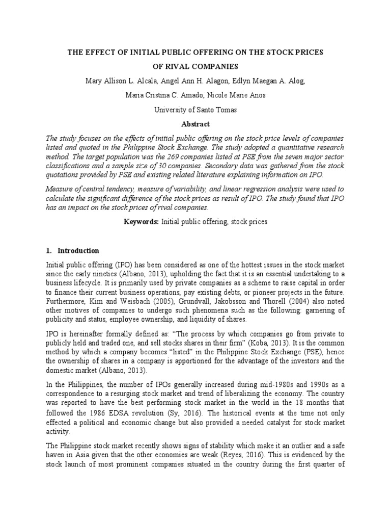 Thesis Final | PDF | Initial Public Offering | Stocks
