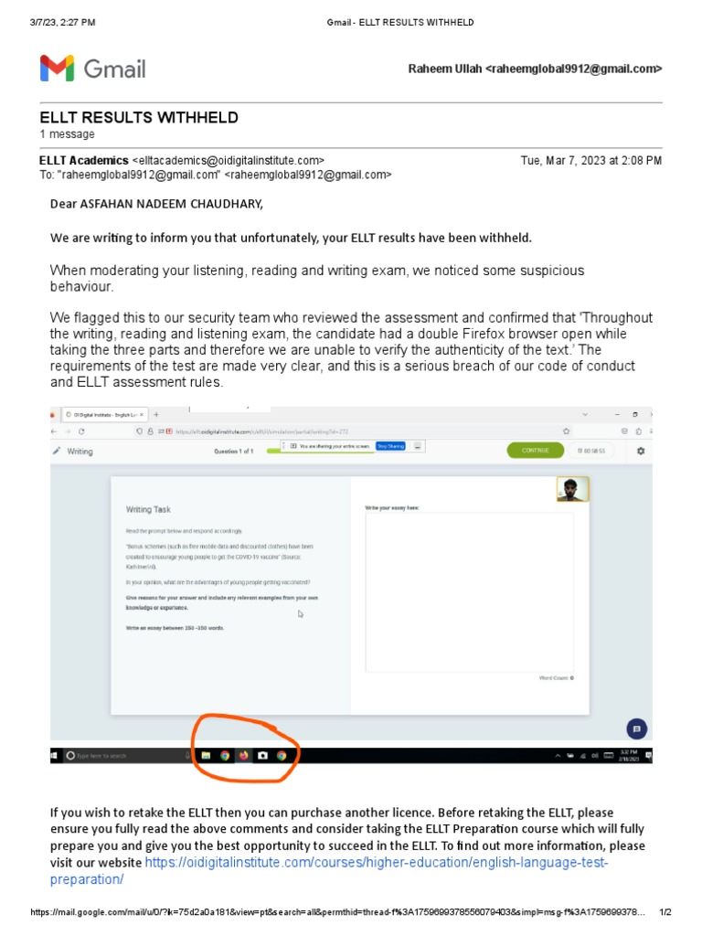 Gmail - ELLT RESULTS WITHHELD | PDF