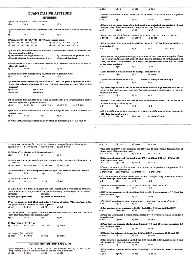 Quantitative Aptitude Practice Questions | PDF