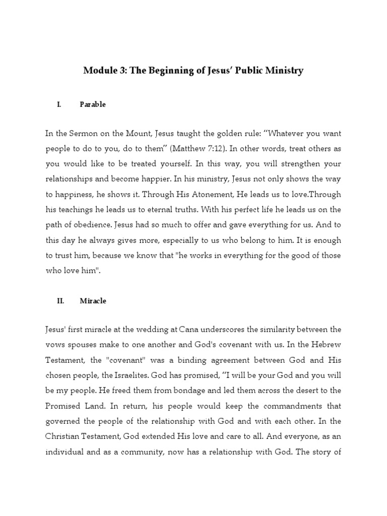 The Beginning of Jesus Public Ministry | PDF | Jesus | Theology