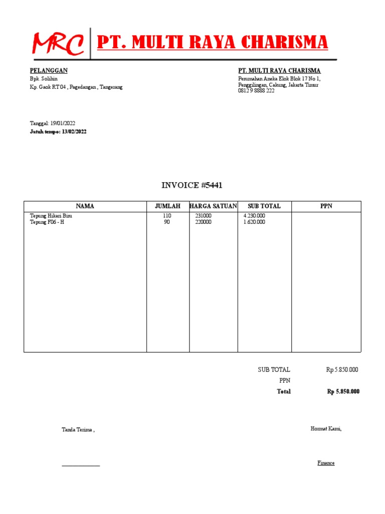 Contoh Proforma Invoice Dalam Bahasa Indonesia | PDF