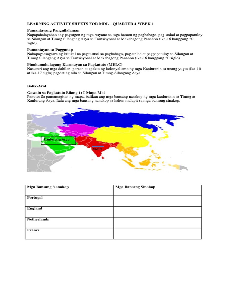 Learning Activity Sheets For MDL Week1 | PDF