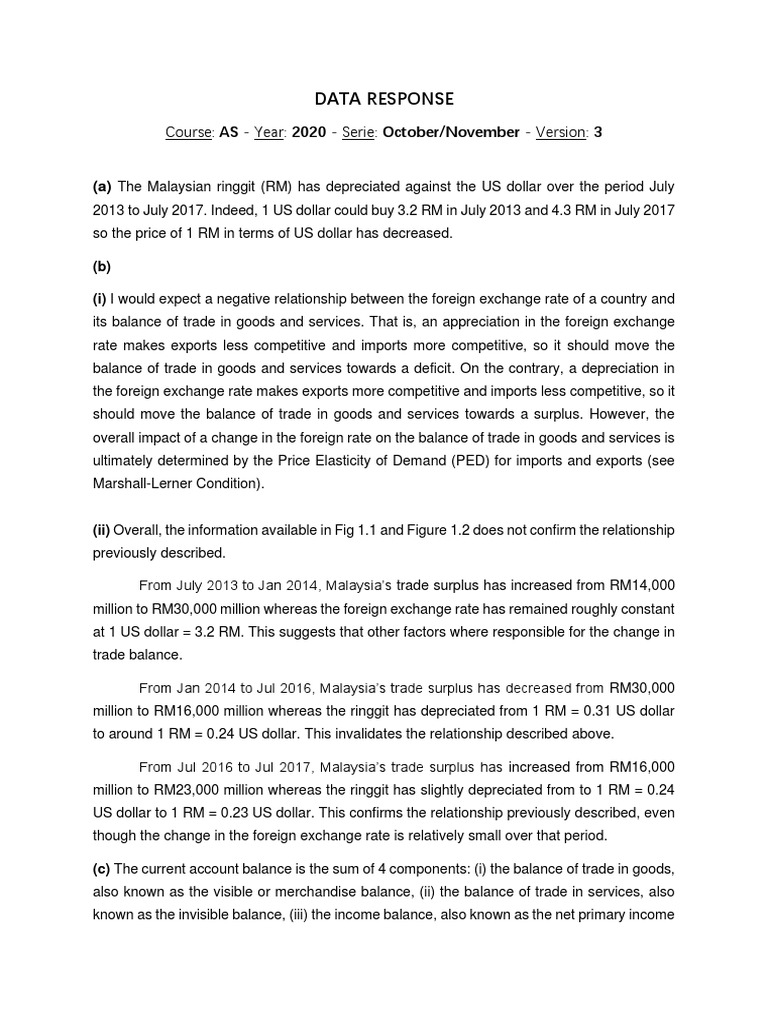 AS Data Response 2 | PDF | Balance Of Trade | Economies