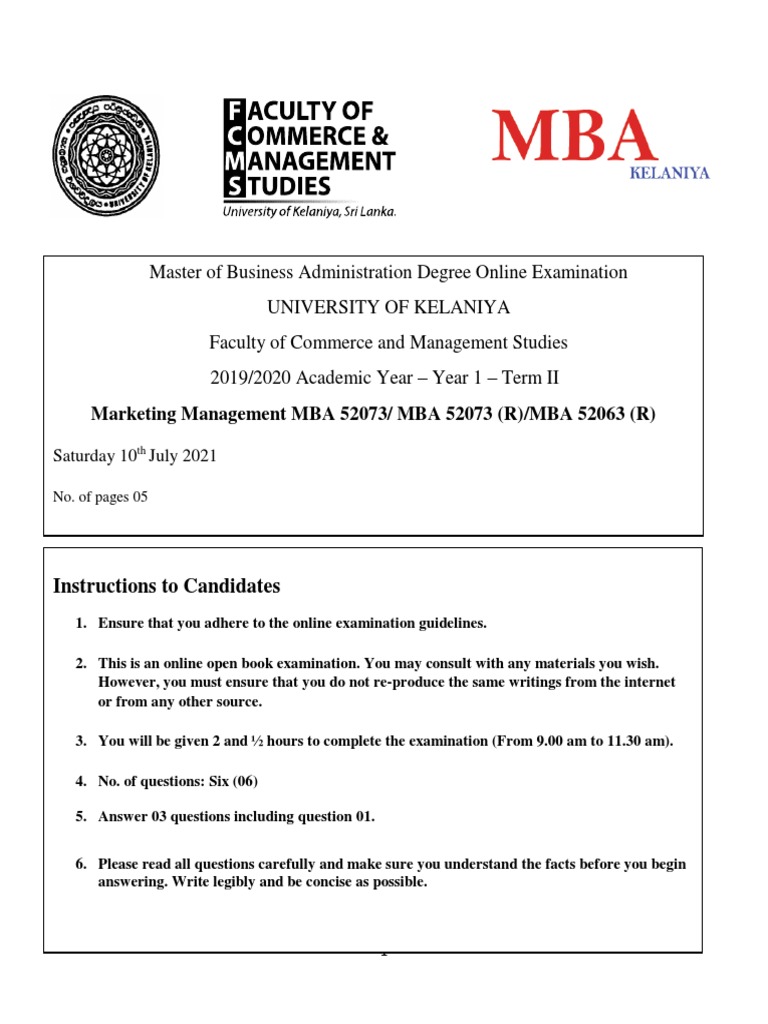 Marketing Management Paper 2021 | PDF | Marketing | Brand