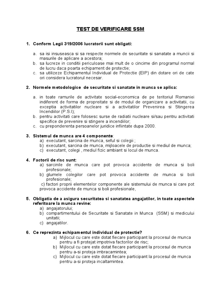 Test de Verificare | PDF