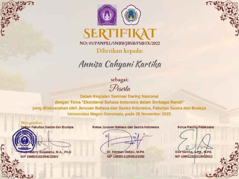 SERTIFIKAT-Annisa Cahyani Kartika | PDF