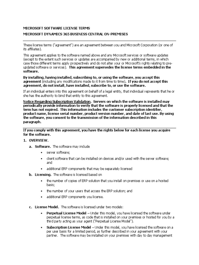 Microsoft Dynamics 365 License Terms | PDF | Software | Virtualization