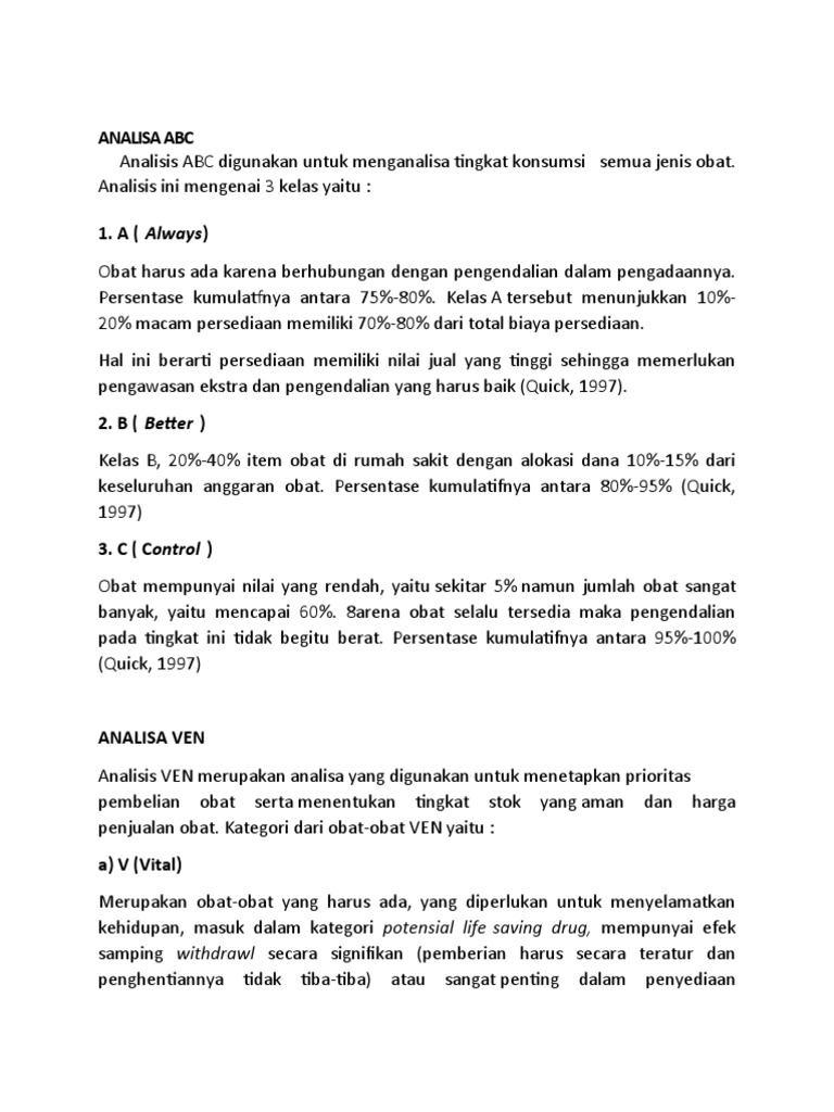Analisis ABC dan VEN untuk Pengadaan Obat | PDF | Pengembangan Diri