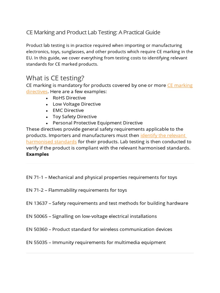 CE Marking and Product Lab Testing A Practical Guide | PDF | Business