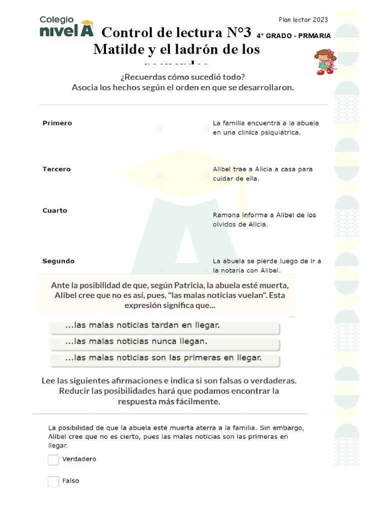 Control de Lectura 3 Matilde | PDF