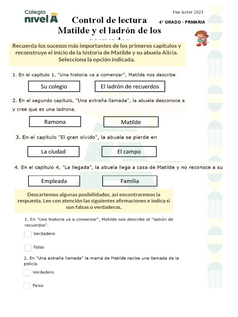 Control de Lectura 1 Matilde | PDF