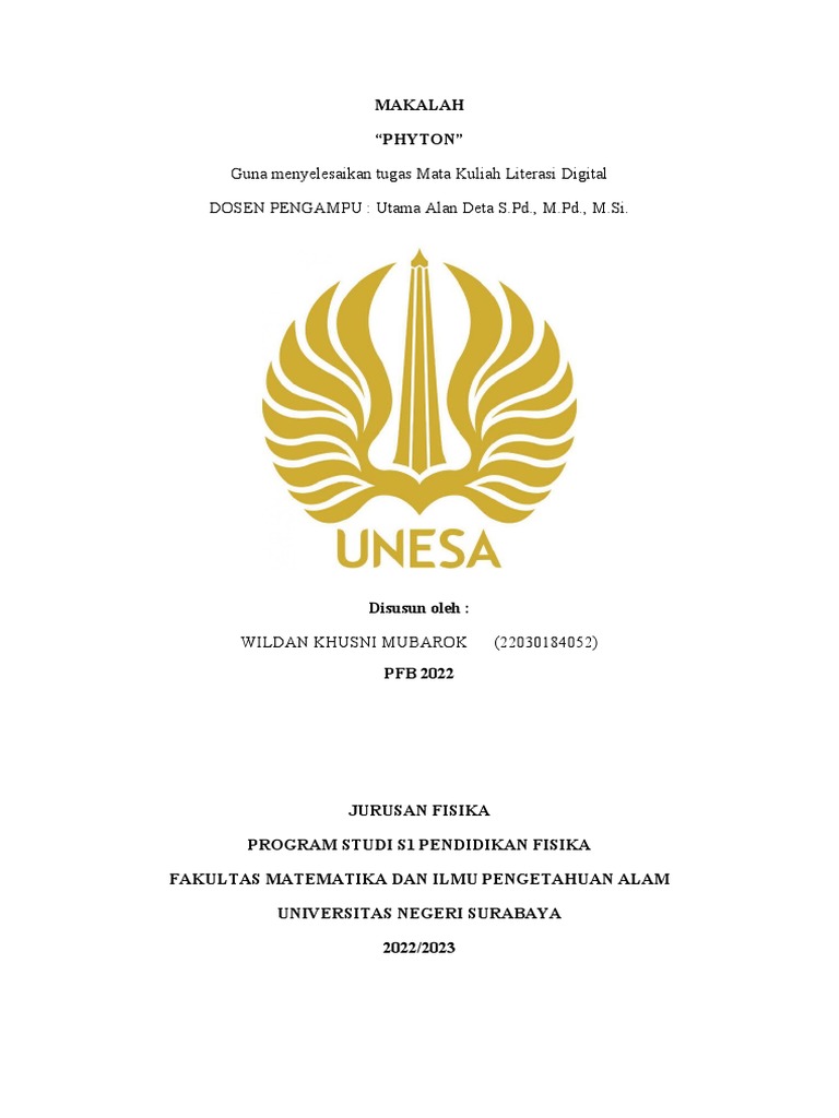 Wlldan Khusni Mubarok - Makalah Python | PDF | Seni | Teknologi & Rekayasa