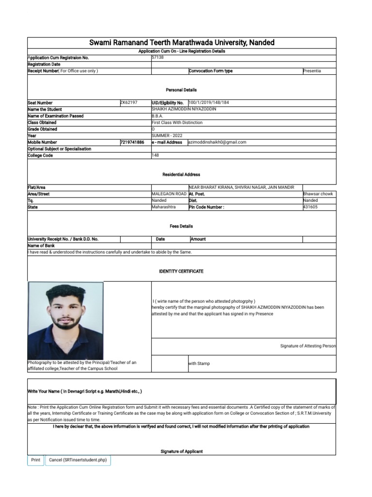 My Updated Convocation Form | PDF