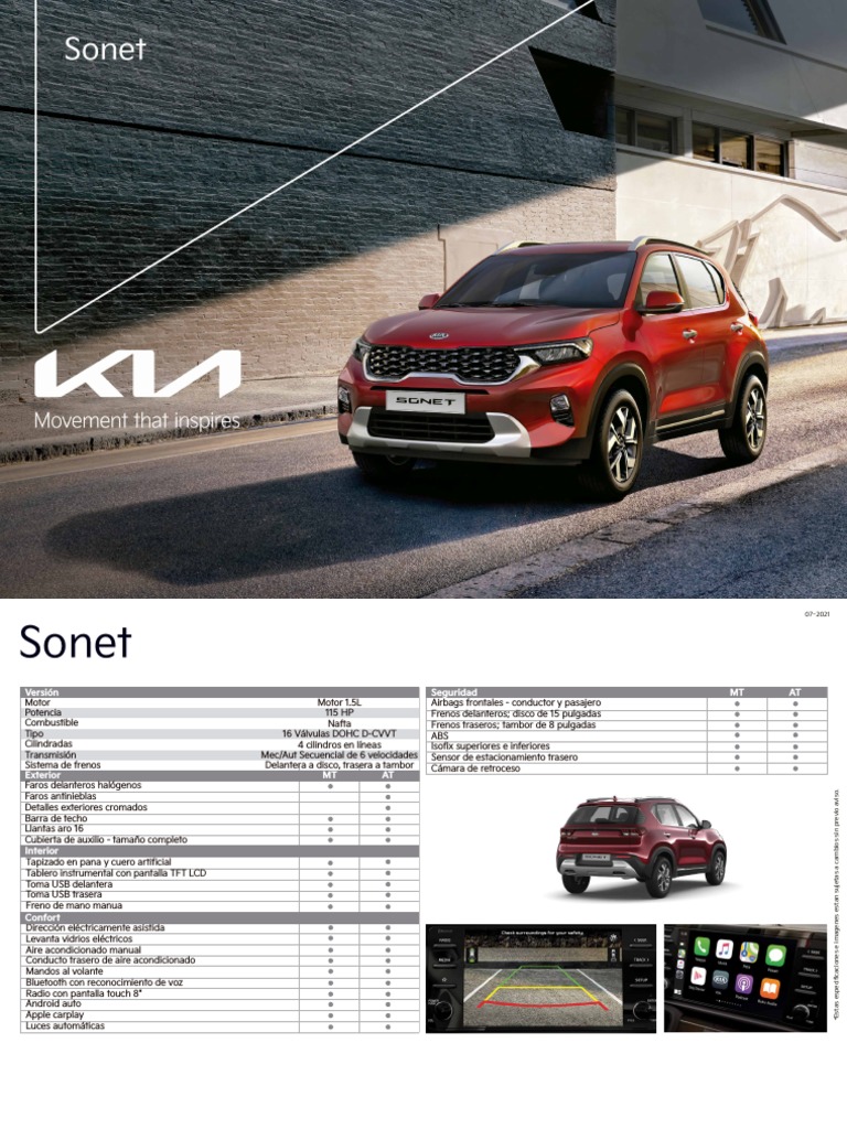 Ficha Tecnica Kia Sonet | PDF