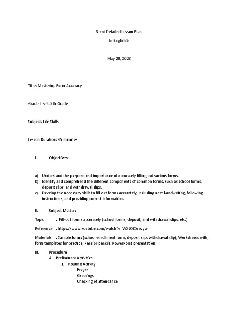 Semi | PDF | Lesson Plan | Accuracy And Precision