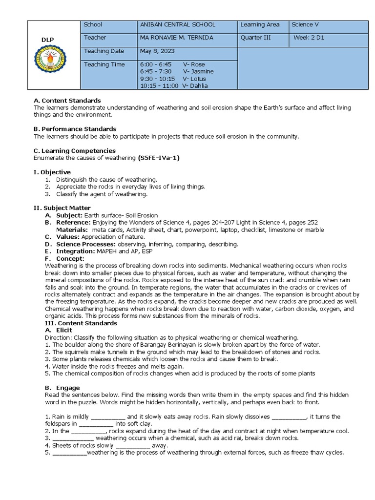 Q4 - Science5 - Week 2 | PDF | Weathering | Soil