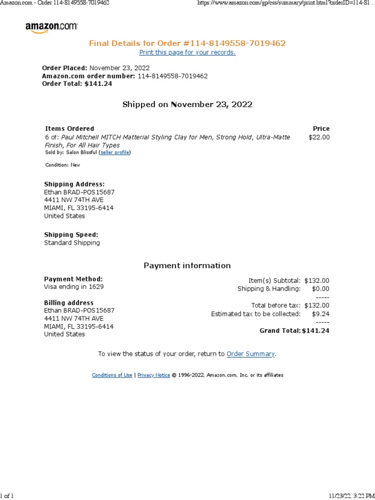 Order 114-8149558-7019462 | PDF | Payments | Economies