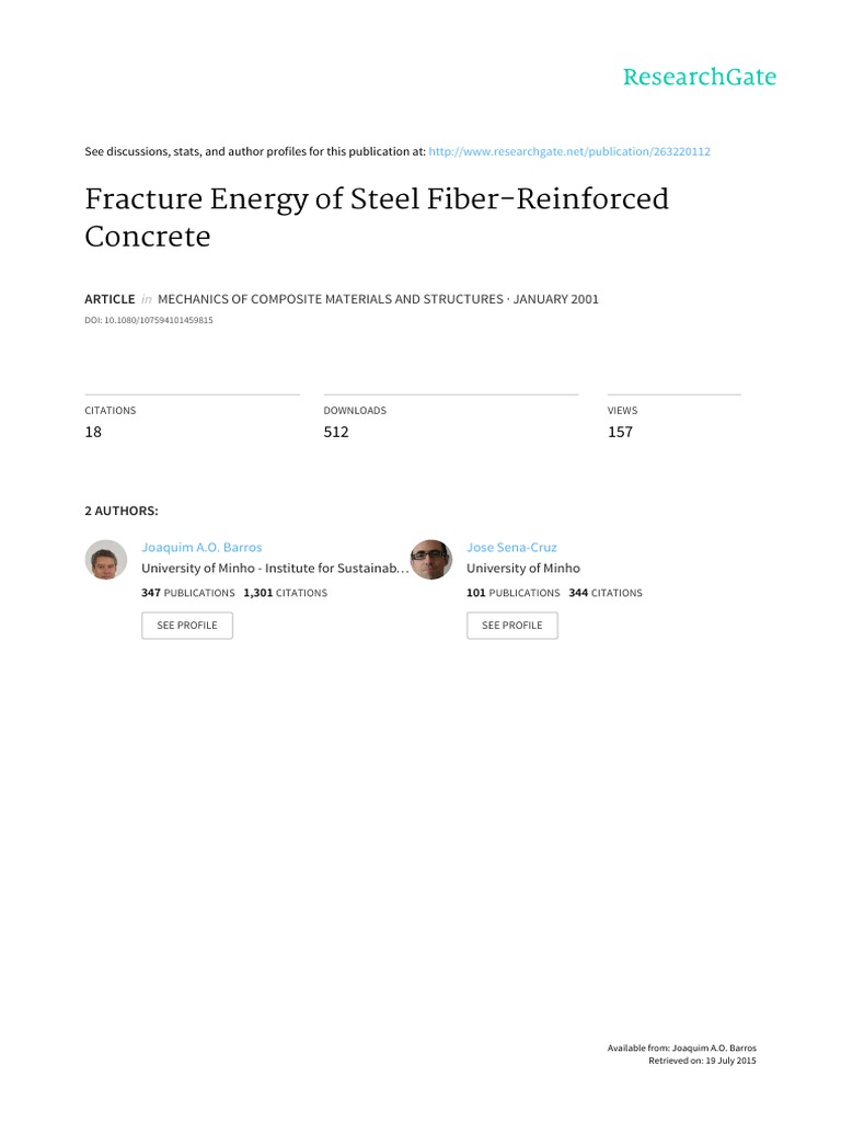 Fracture Energy Of Steel Fiber Reinforced Concrete Pdf Fracture Youngs Modulus