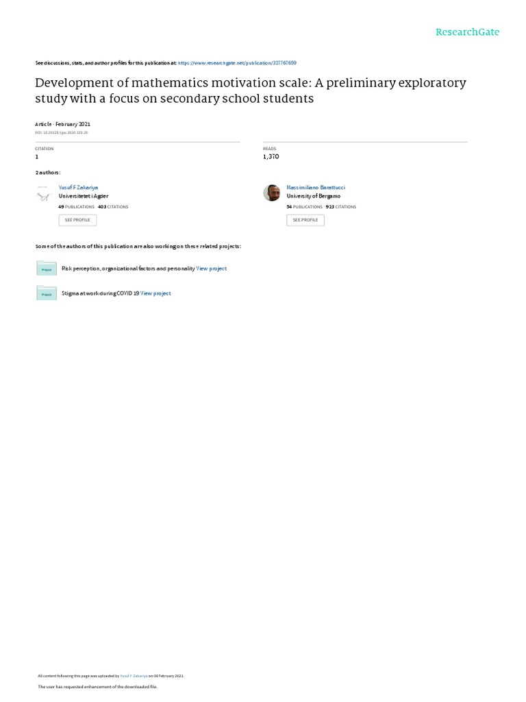 Development of Mathematics Motivation Scale | PDF | Motivation | Motivational