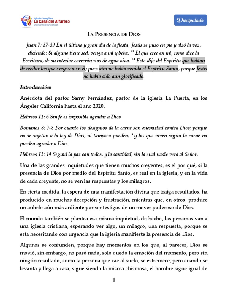 La Presencia de Dios | PDF | espíritu Santo | Jesús