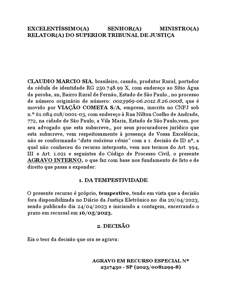 Agravo Interno | PDF | Advogado | Separação de Poderes