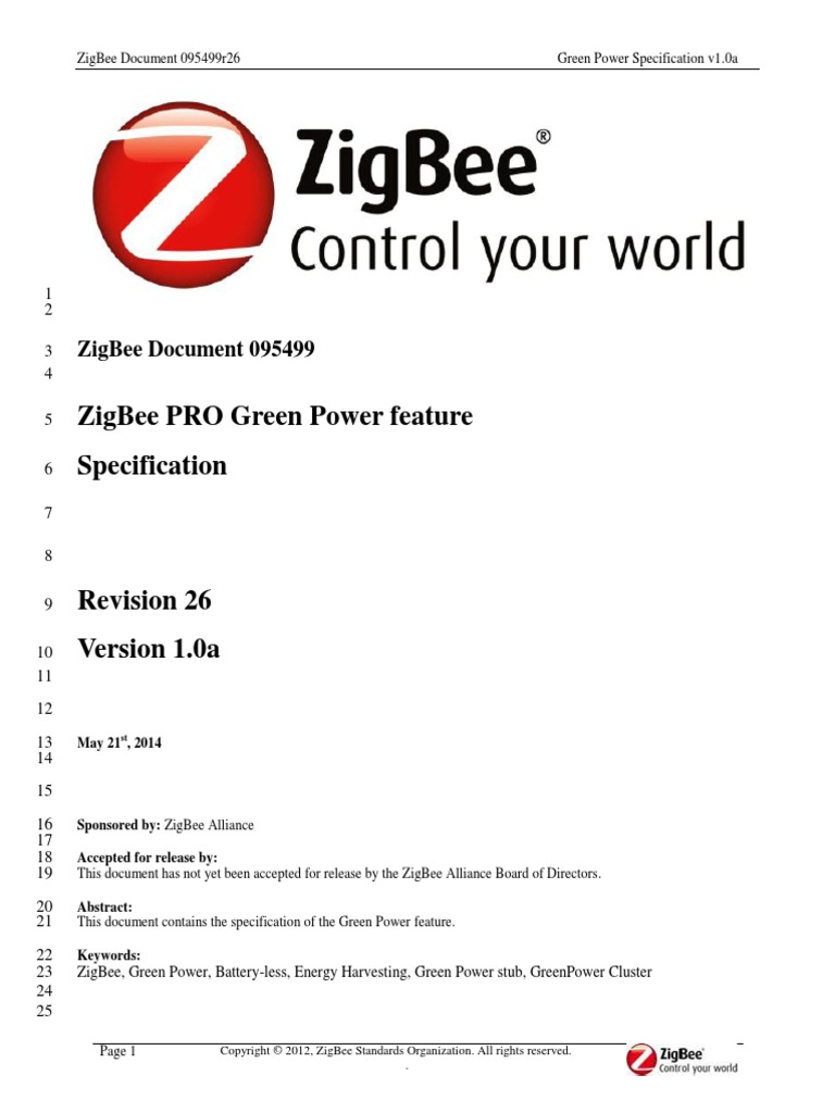 Docs 09 5499 26 Batt Zigbee Green Power Specification | PDF | Computer Network | Computer ...