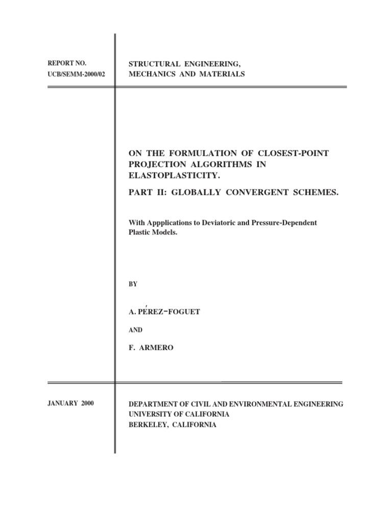On The Formulation of Closest-Point Projection Algorithms in Elastoplasticity - Part II | PDF ...
