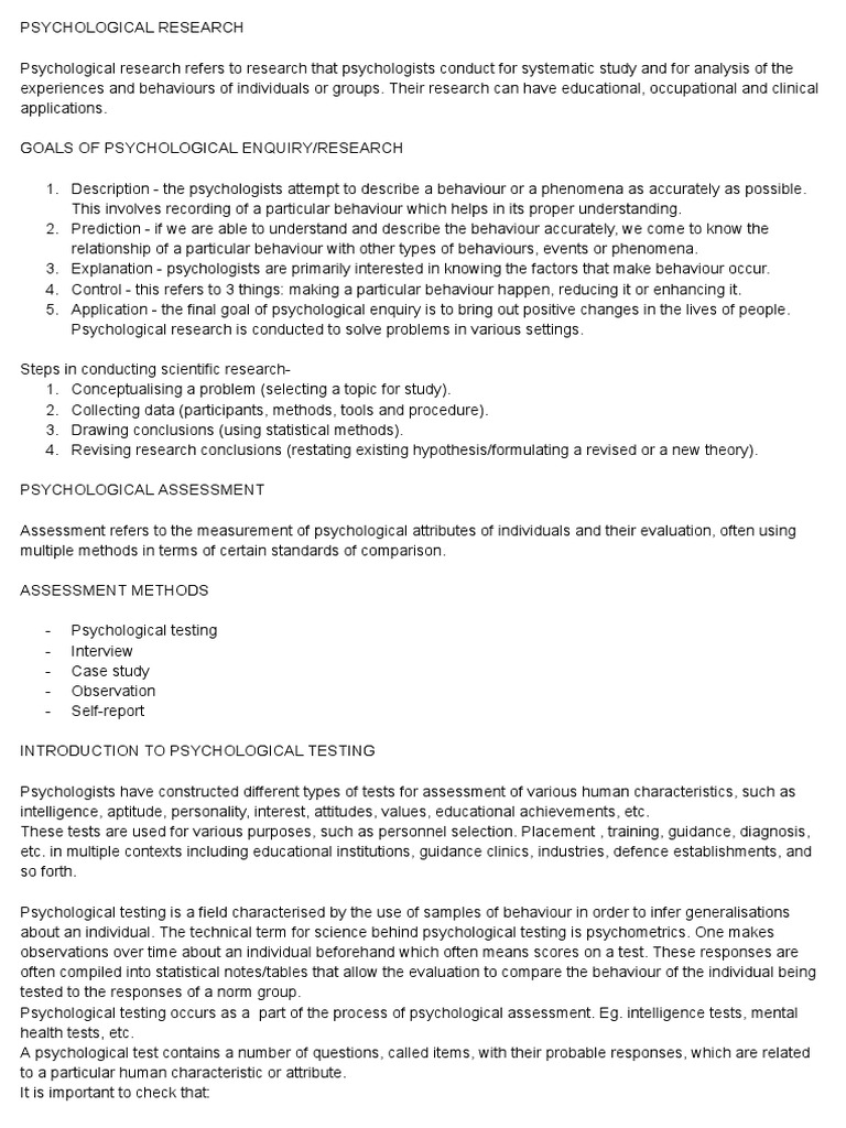 Psychological Testing Overview and Methods | PDF | Psychology ...