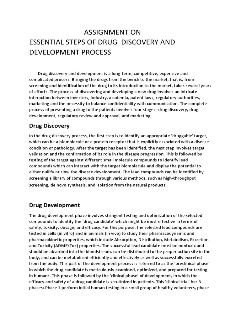 Assignment On Drug Discovery | PDF | Pharmacovigilance | Drug Discovery