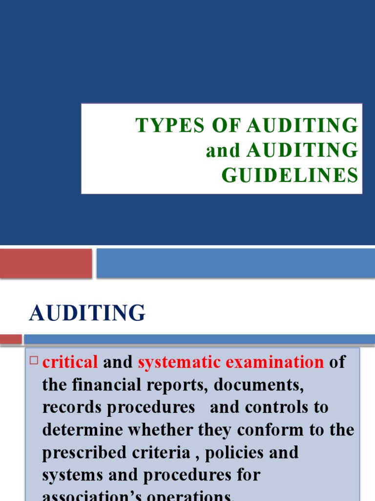 Types of Auditing, Guidelines | PDF