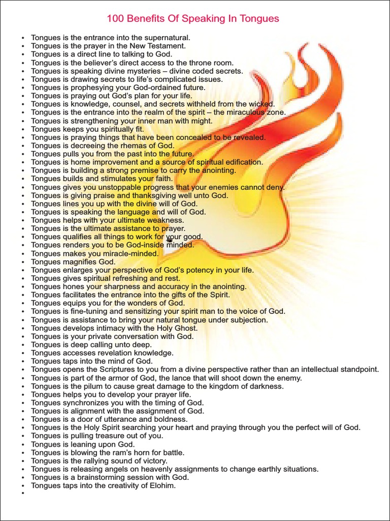 100 Benefits of Speaking in Tongues | PDF | Prayer | God