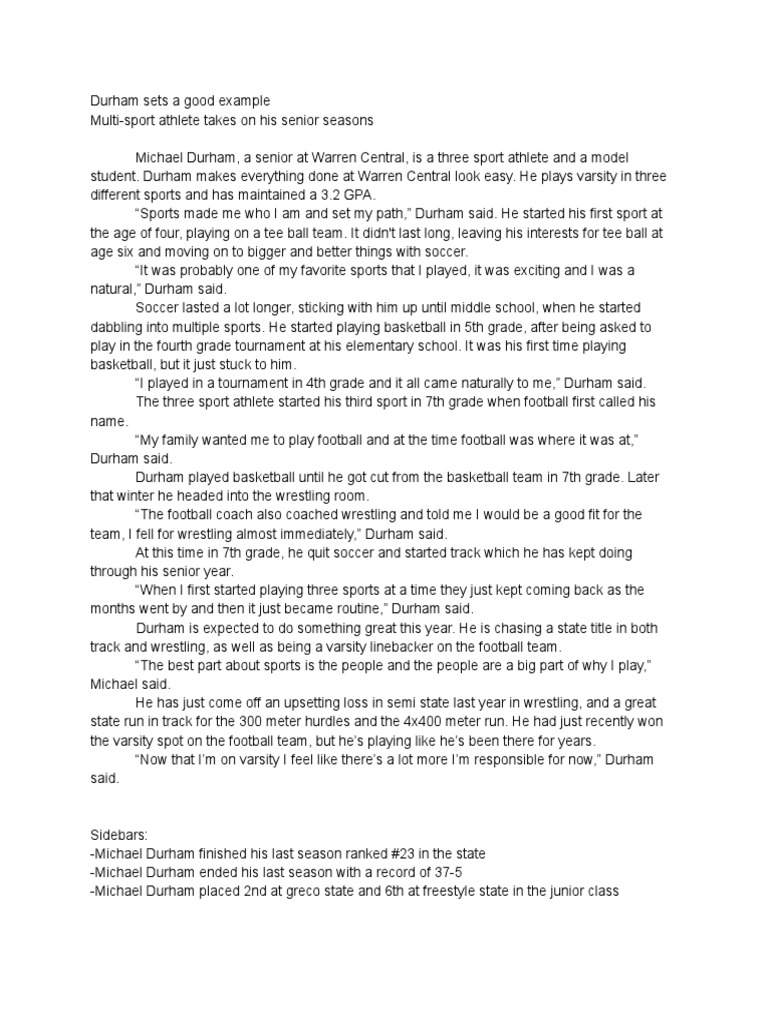 Profile Michael Durham - Approved | PDF | Sports