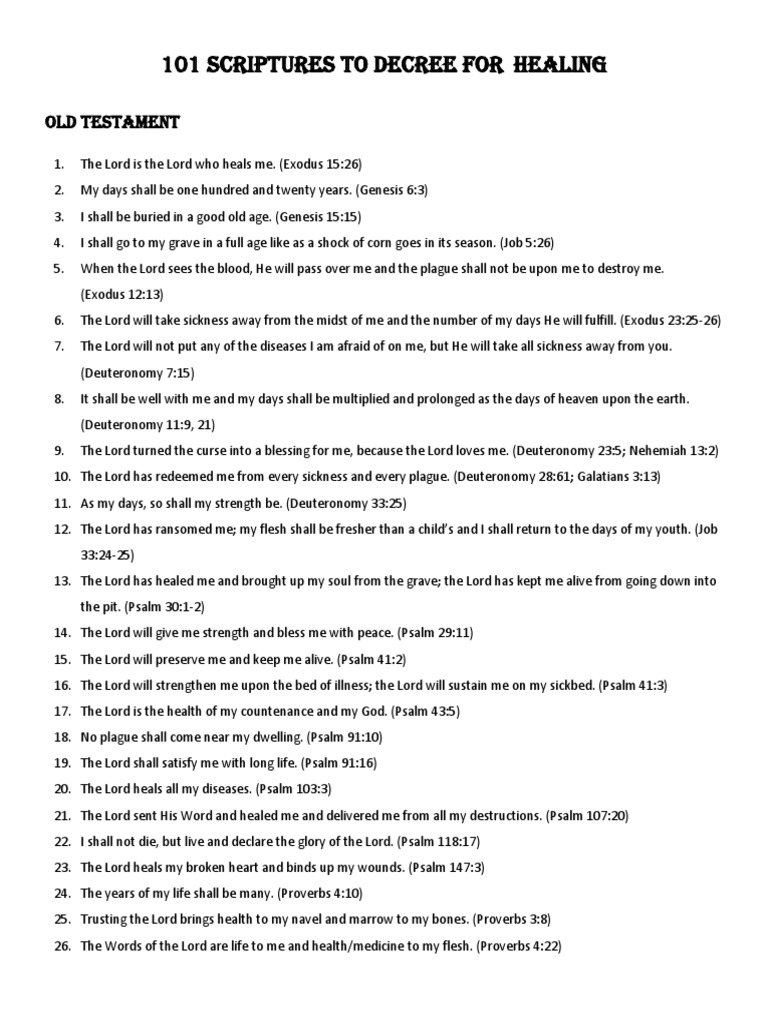 101 Healing Scriptures | PDF | Jesus | Acts Of The Apostles