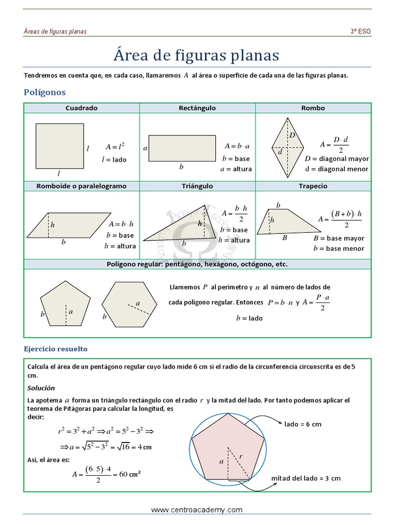 areas_figuras_planas (1) | PDF | Objetos geométricos | Formas geométricas