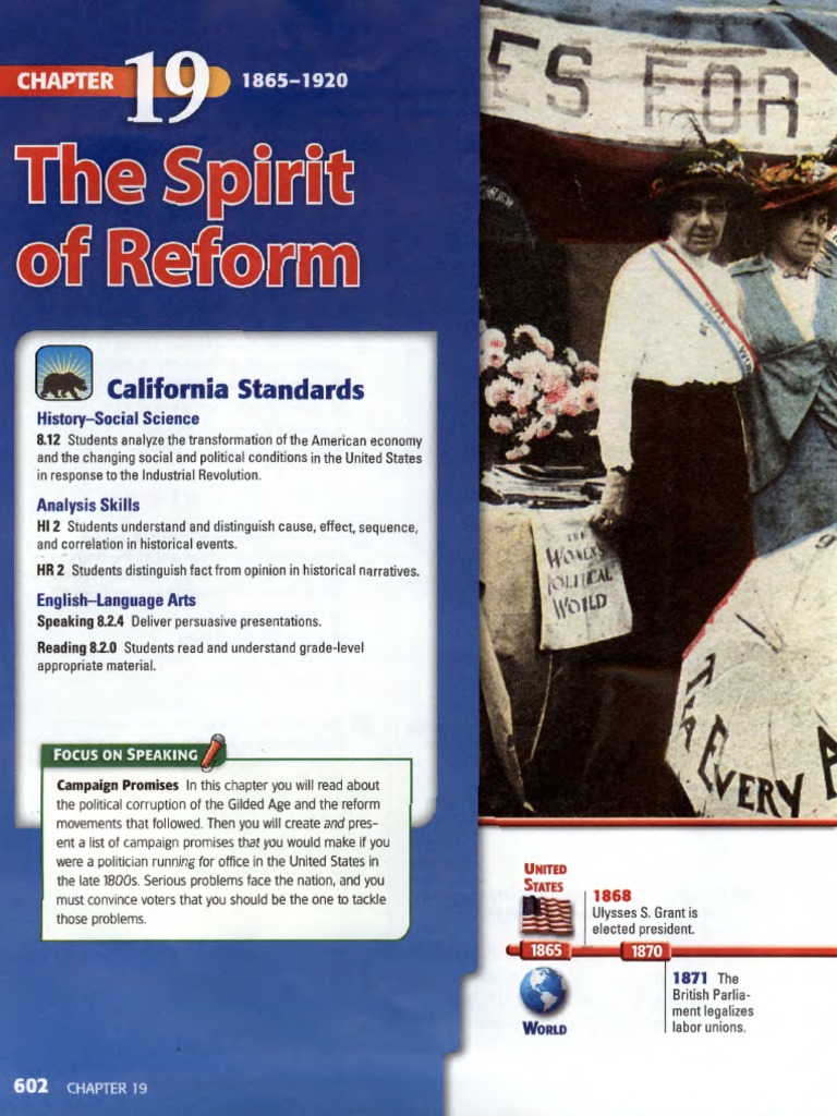 Textbook Chapter 19 The Spirit of Reform | PDF | Progressivism In The ...