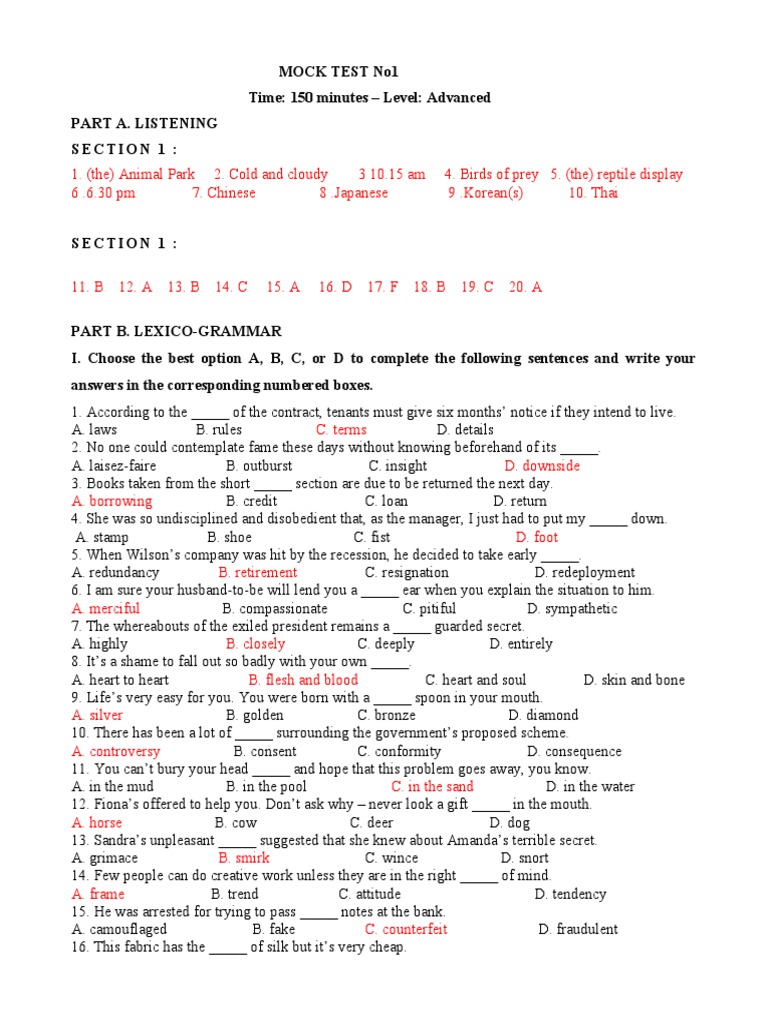 Keys To Mock Test 1 (DT 9 2021-2022) | PDF | Space Debris | Snow