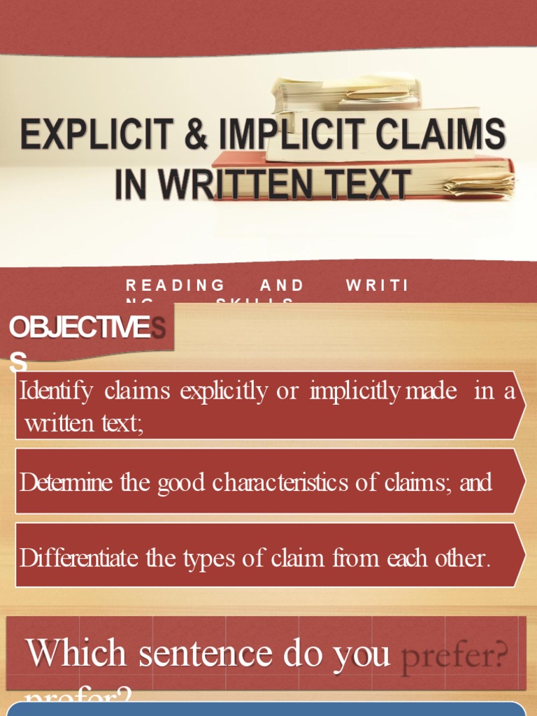 RWS Lesson 3 Explicit Implicit | PDF | Argument | Essays