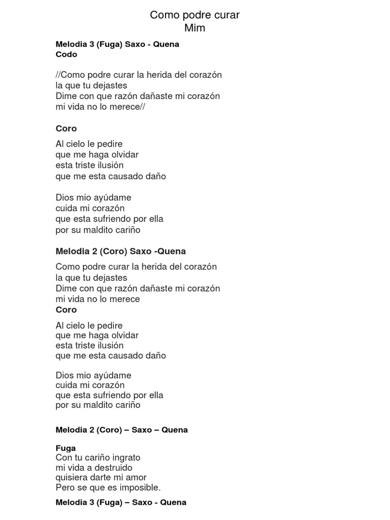 Como Podre Curar Letra | PDF
