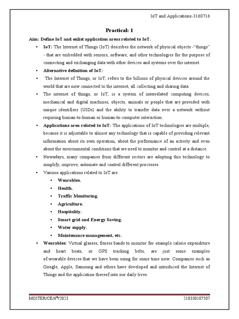 IoT Practicals | PDF | Arduino | Internet Of Things