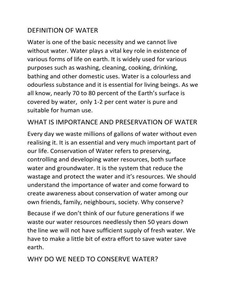 Definition of Water | PDF | Water | Water Conservation