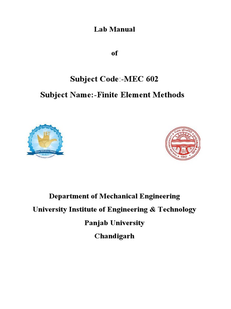 Lab Manual FEM 19th Jan | PDF | Finite Element Method | Stress (Mechanics)