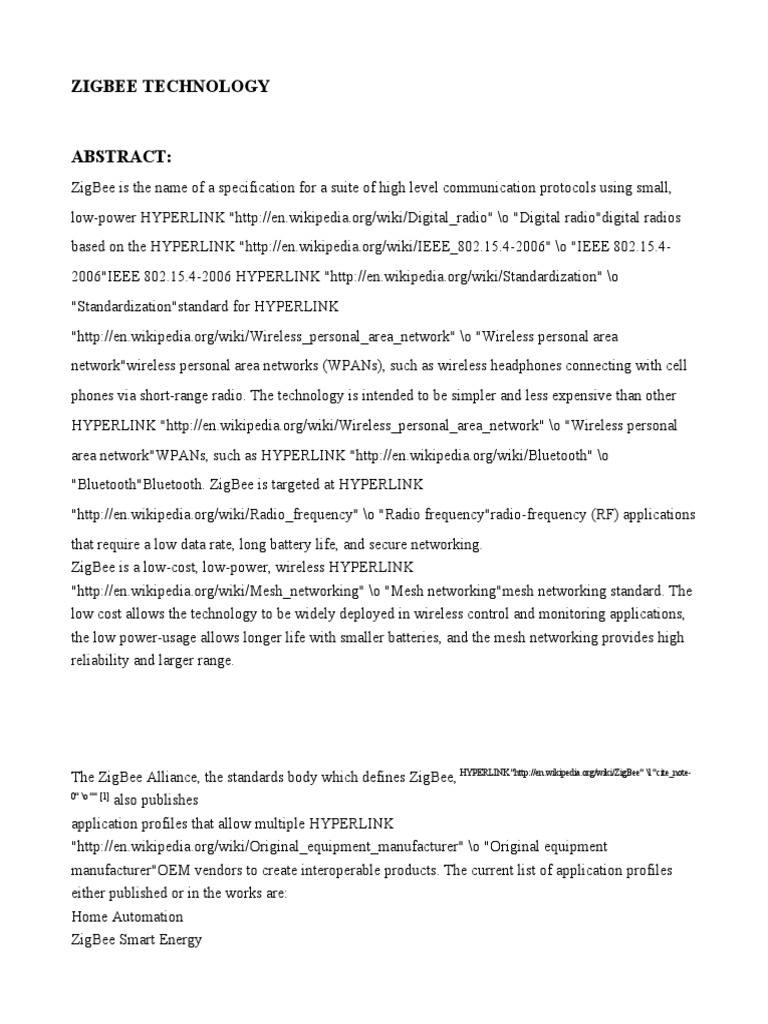 Zigbee Technology | PDF | Network Topology | Computer Network