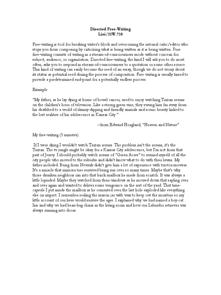 Directed Free Writing | PDF