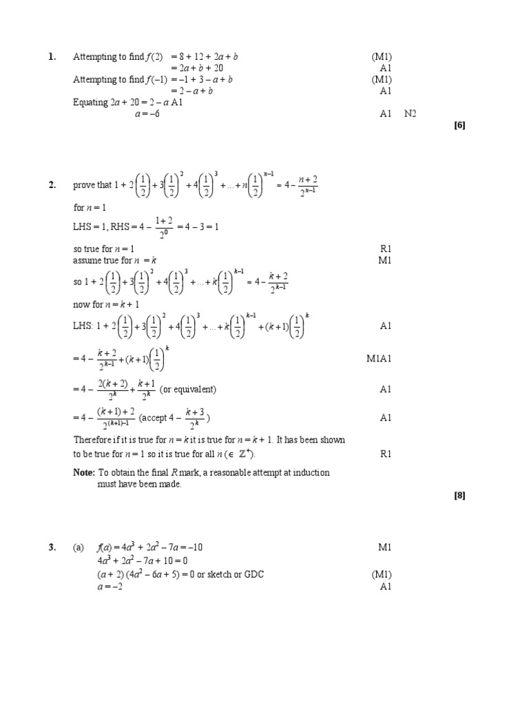 Mathlaa Dp1 Test 3 Proofs And Polynomials Mark Scheme Pdf Applied Mathematics 