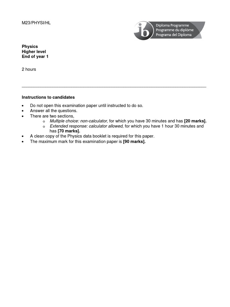 IB Physics HL Exam Paper Overview | PDF | Science & Mathematics