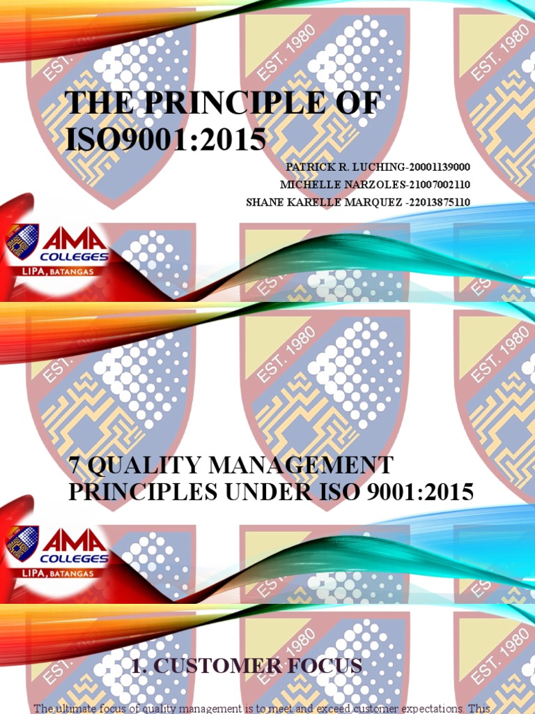 The Principle of Iso 9001 2015 FM | PDF | Quality Management | Supply Chain